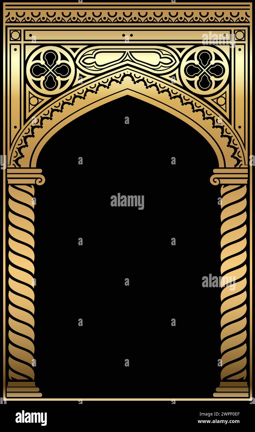 Golden old gothic architectural arch or gallery Stock Vector Image ...
