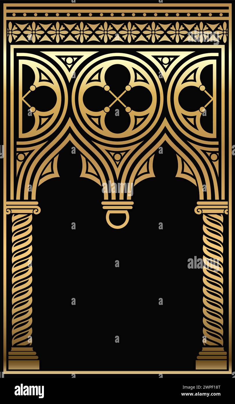 Golden old gothic architectural arch or gallery Stock Vector Image ...