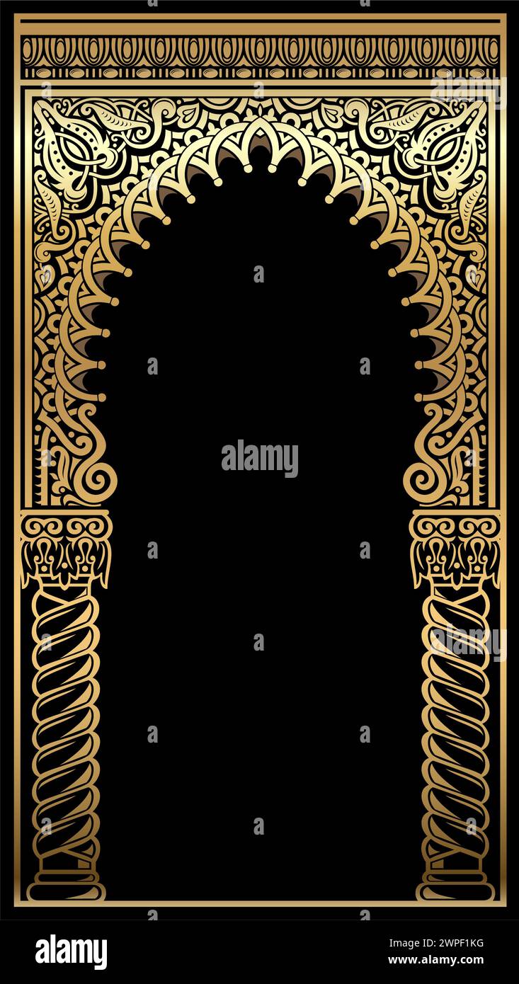 Ornamental golden arch in Indian or Arabic style Stock Vector Image ...