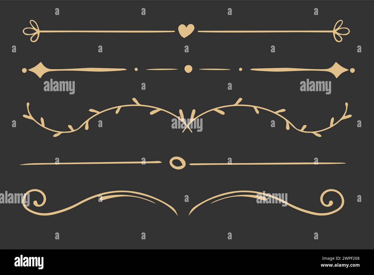 Elegant gold divider thin line classic deco border separator collection ...