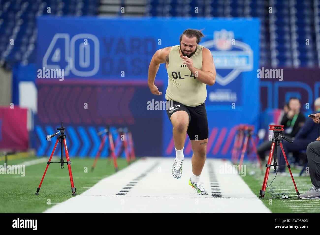Miami Offensive Lineman Matt Lee Runs A Drill At The Nfl Football