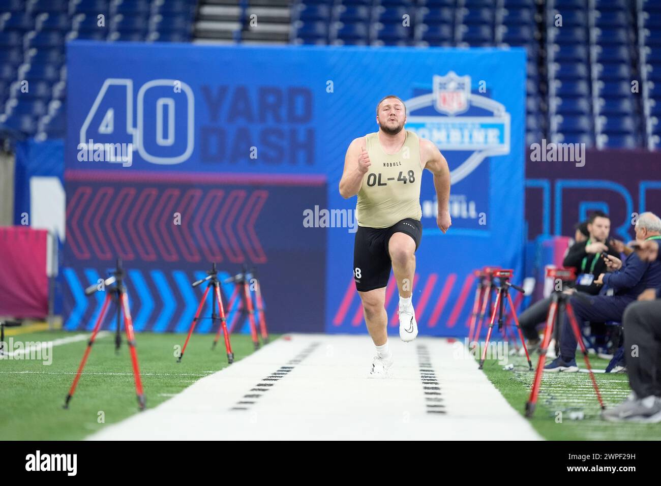South Dakota State offensive lineman Mason McCormick runs a drill at ...