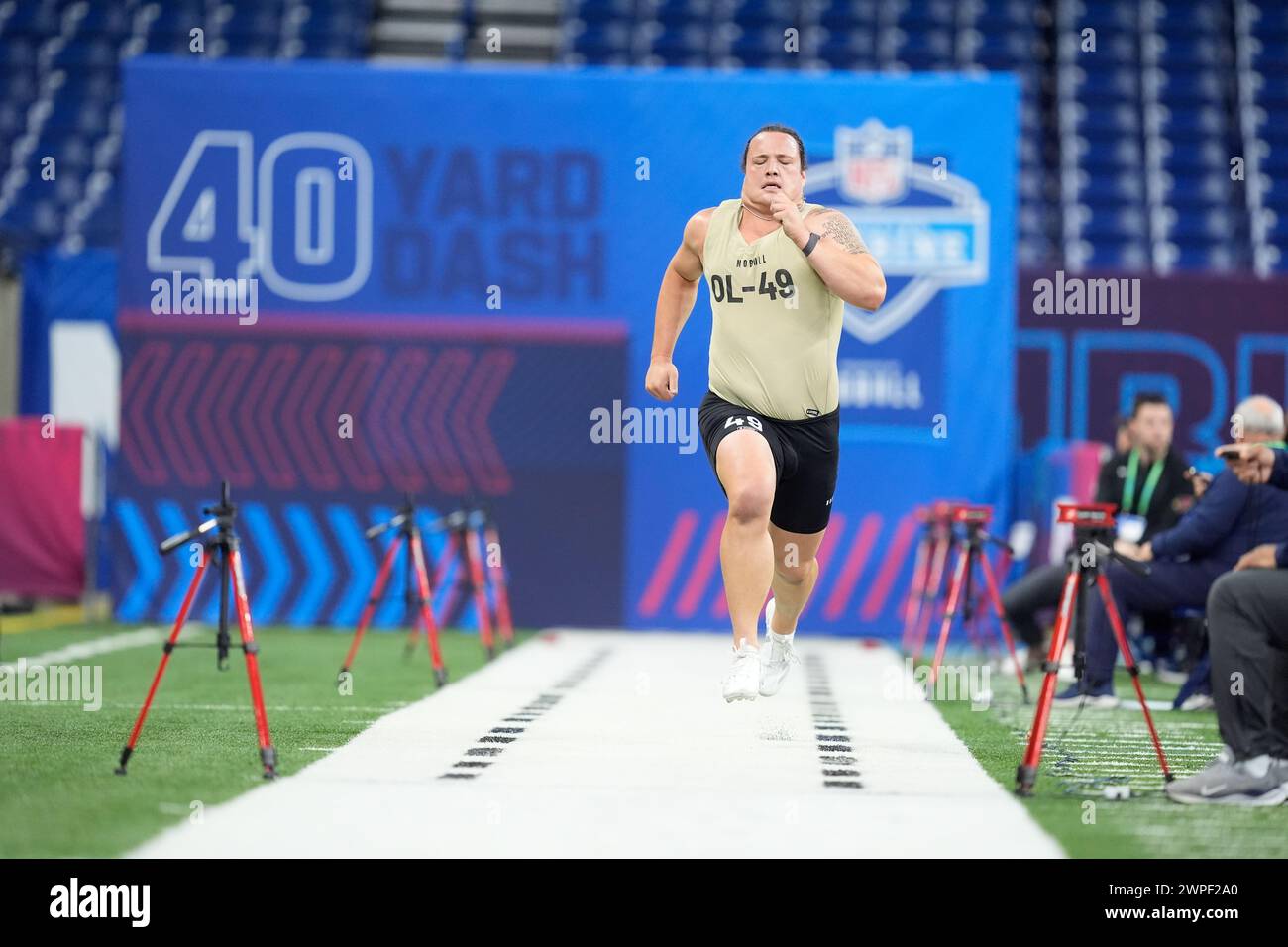 North Carolina State offensive lineman Dylan McMahon runs a drill at ...
