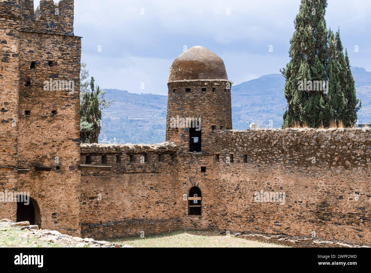 Royal Fasil Ghebbi palace, Gondar fortress-city, Ethiopia. Founded by ...
