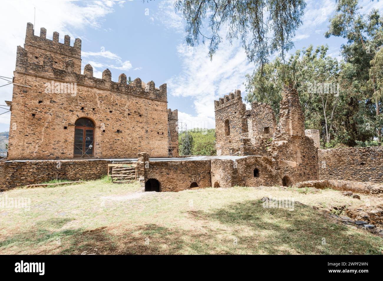Royal Fasil Ghebbi palace, Gondar fortress-city, Ethiopia. Founded by ...