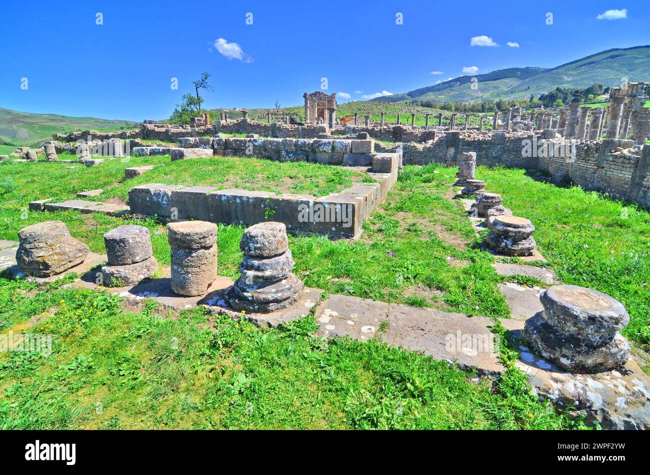 View of the ruins of the Roman city of Cuicul located on the territory ...