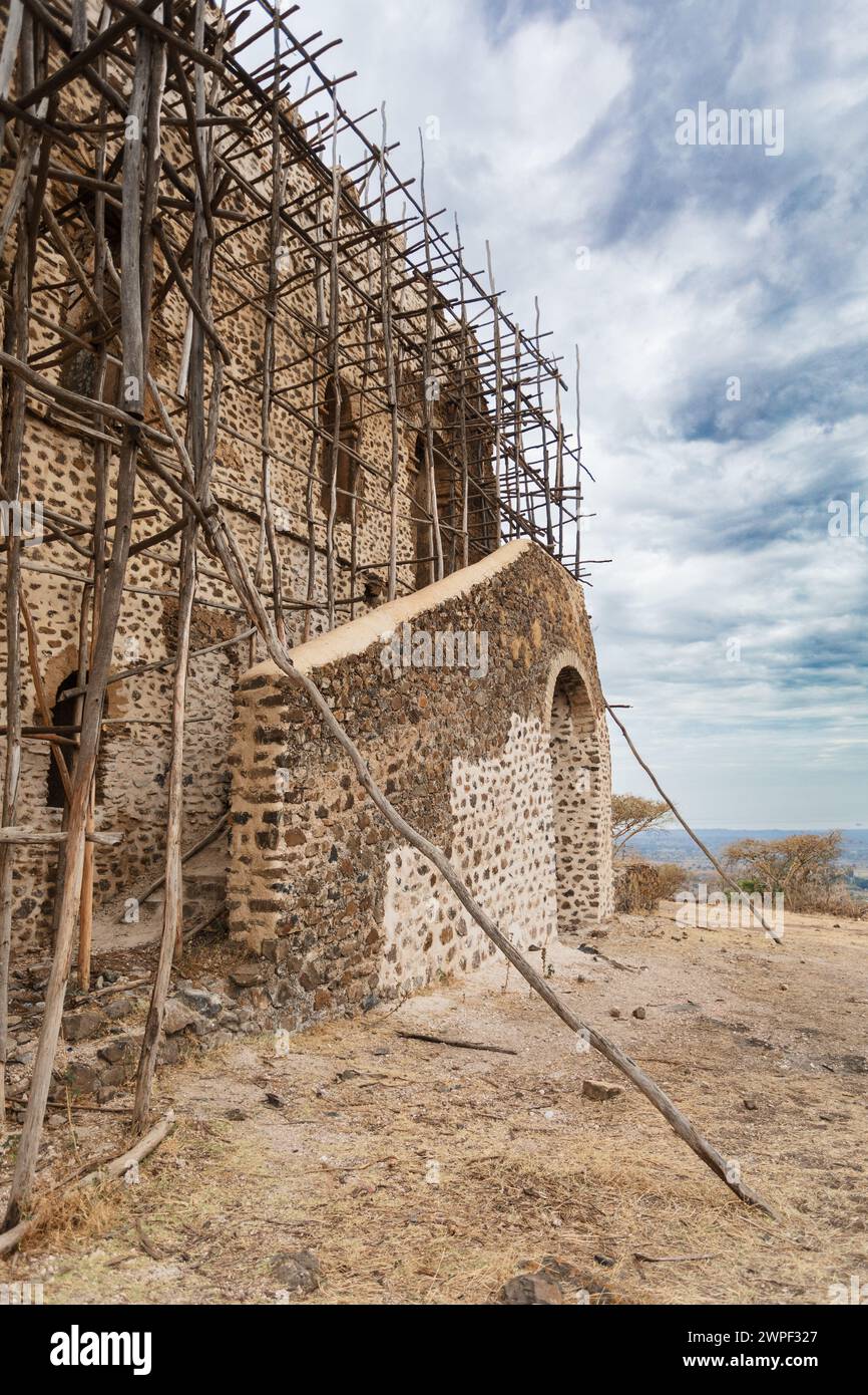 Ruins of Guzara royal palace on strategic hill near Gondar city ...