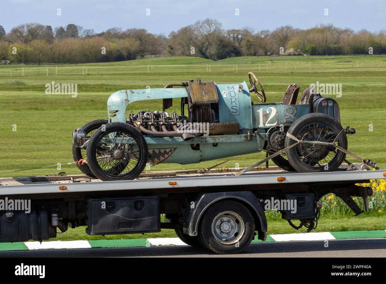 Charlie Martin's 1907 Mors GP Le Sanglier is carried away from the S.F ...