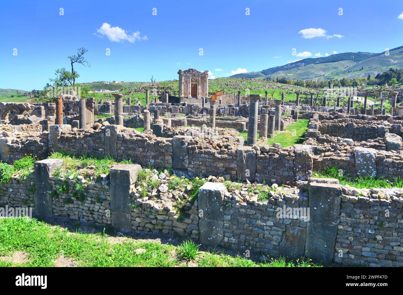 View of the ruins of the Roman city of Cuicul located on the territory ...