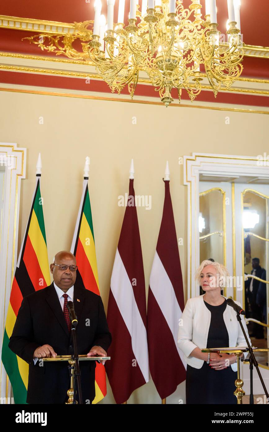 RIGA, LATVIA. 6th March 2024. Jacob Francis Nzwidamilimo Mudenda (L ...