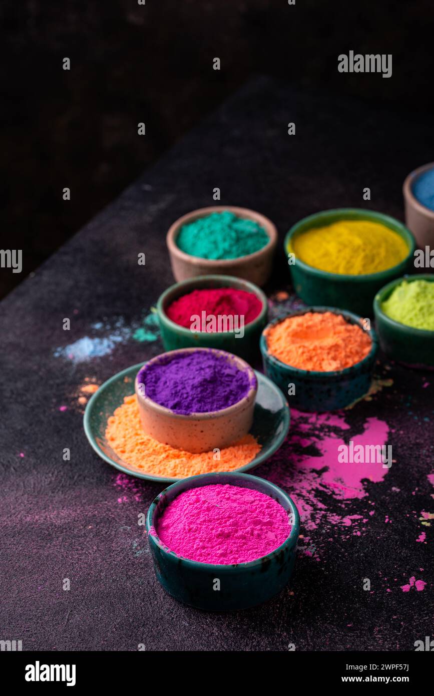 Gulal colors for Indian Holi festival Stock Photo - Alamy