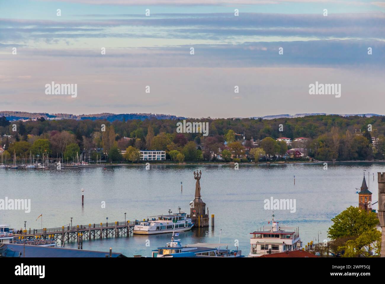 Great view over the entrance of the harbour of Constance (Konstanz) in ...