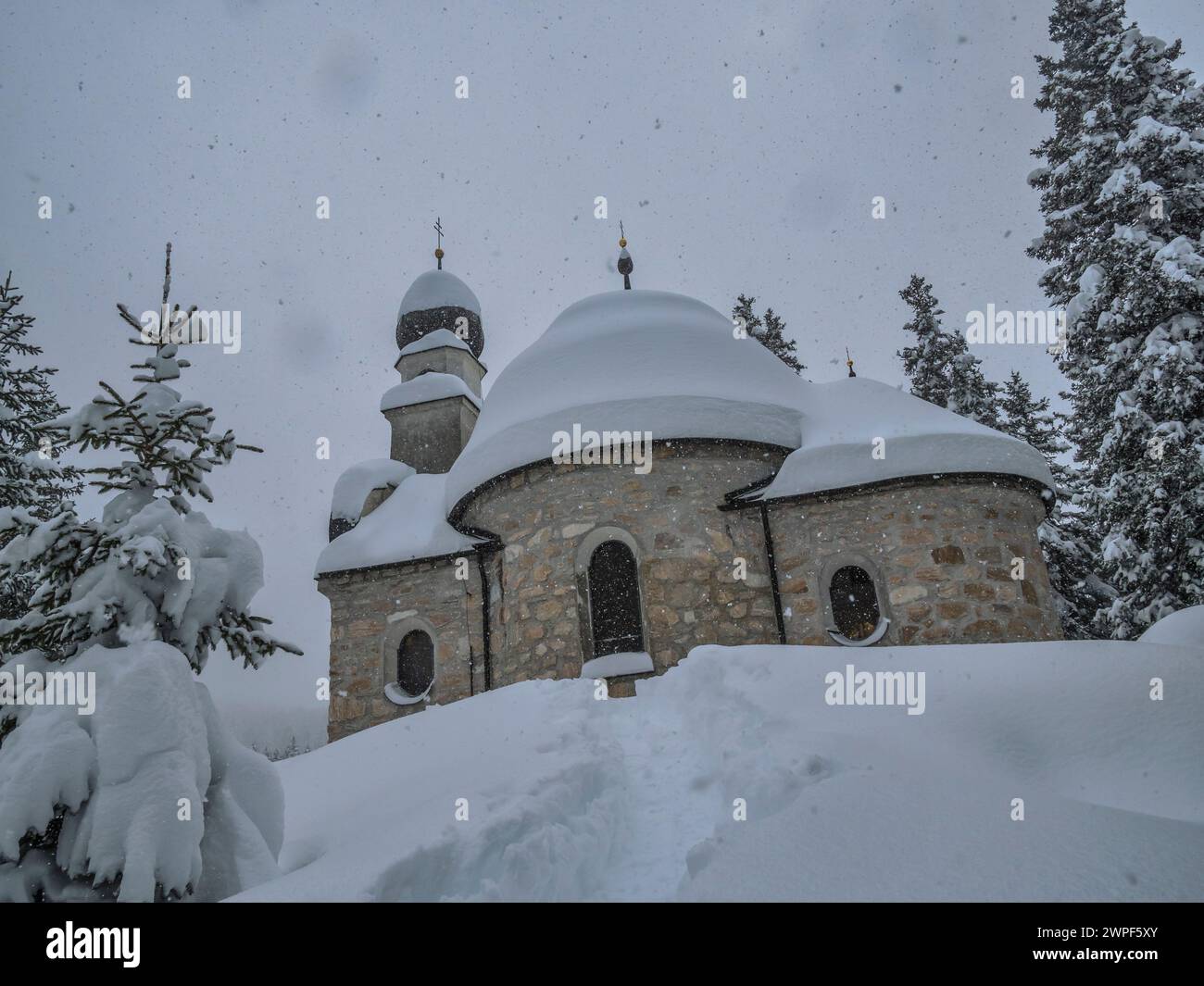 This winter snow image of Maria am See Church better known as the ...