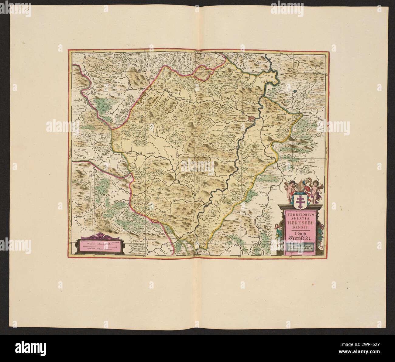 Map of the Heresfeld Abbey territory created in 1711 by Pieter Schenck ...