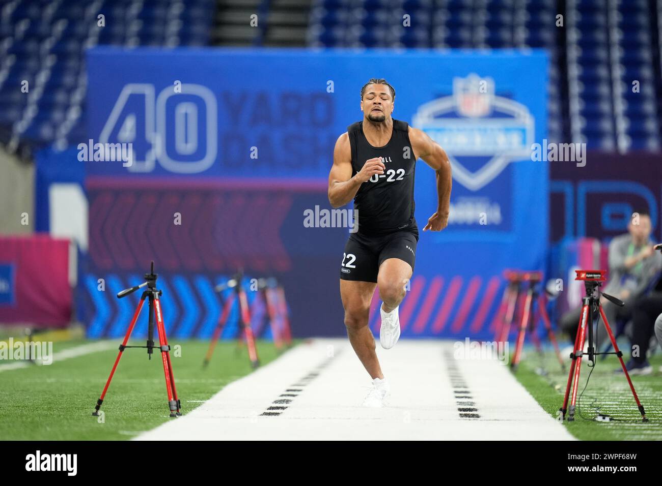 Washington wide receiver Rome Odunze runs a drill at the NFL football ...