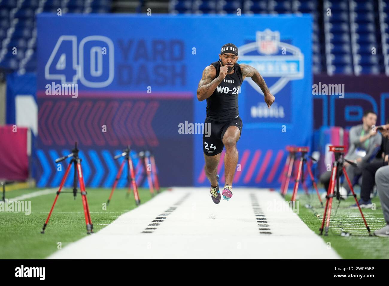 Florida wide receiver Ricky Pearsall runs a drill at the NFL football ...