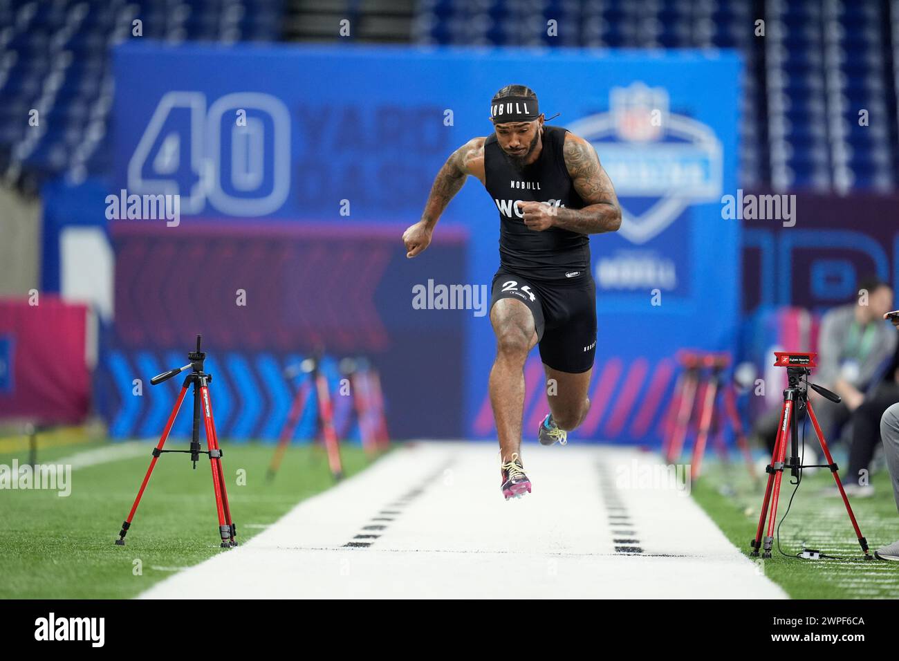Florida wide receiver Ricky Pearsall runs a drill at the NFL football ...