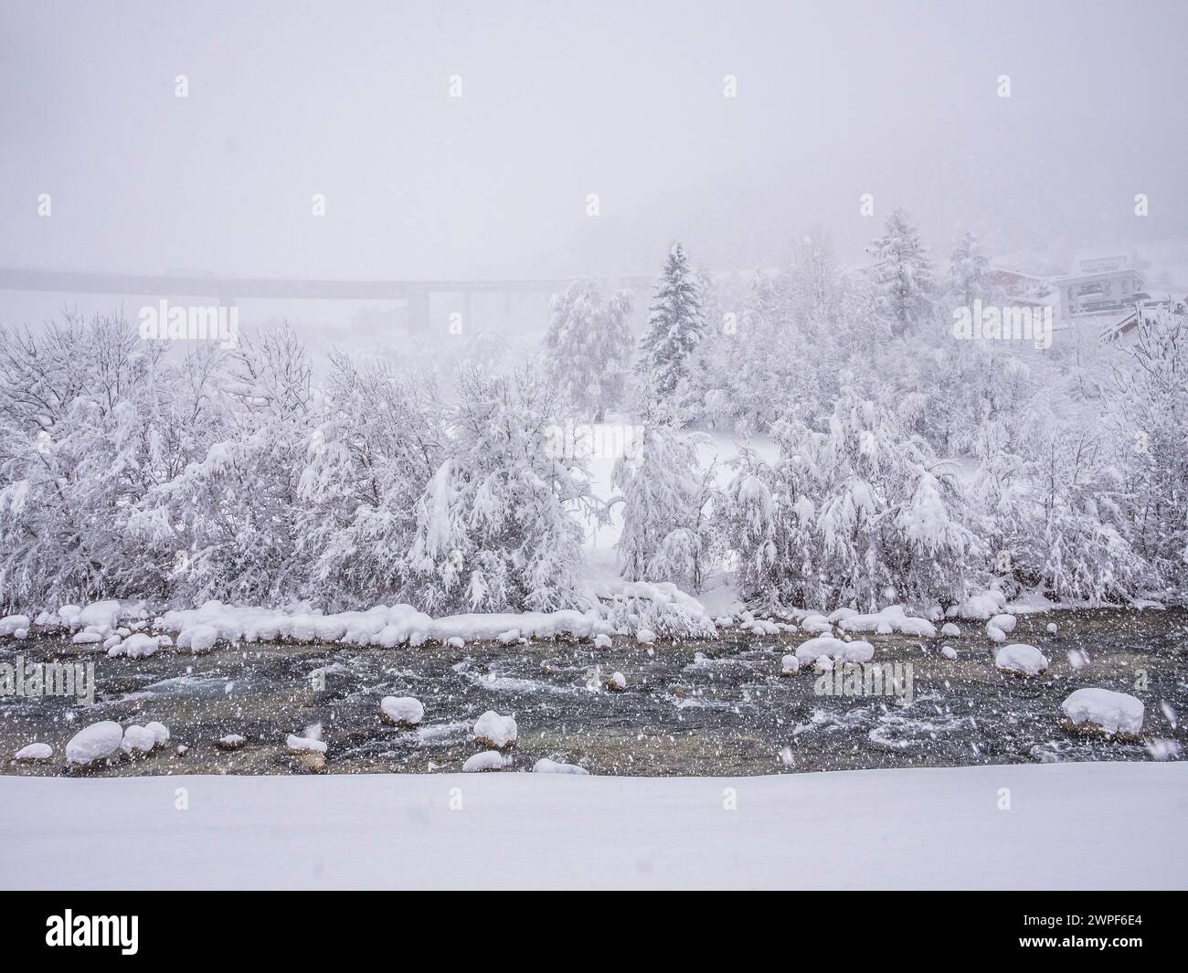 This winter street scene snow image is of the main street of Steinach ...