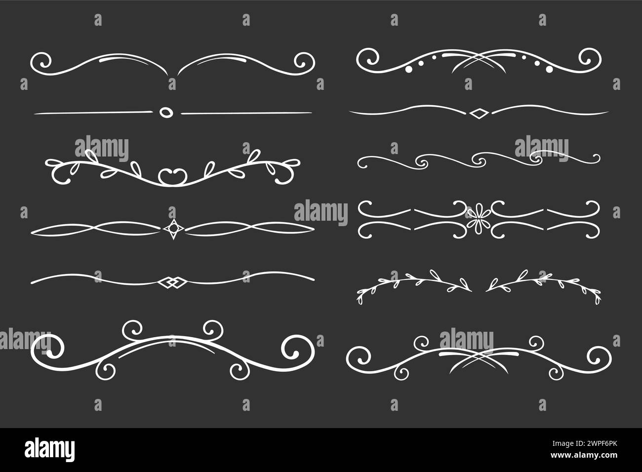 Chalk divider thin line classic geometric deco border separator ...