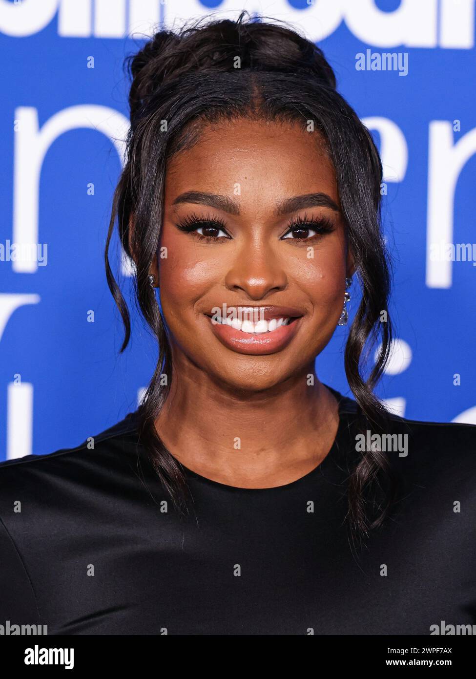 INGLEWOOD, LOS ANGELES, CALIFORNIA, USA - MARCH 06: Coco Jones wearing Annakiki SS24 RTW arrives ...