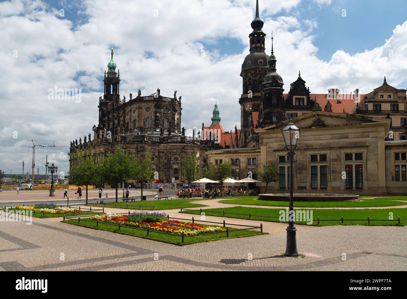 The residential castle with the Hausmannsturm tower and the Dresden ...