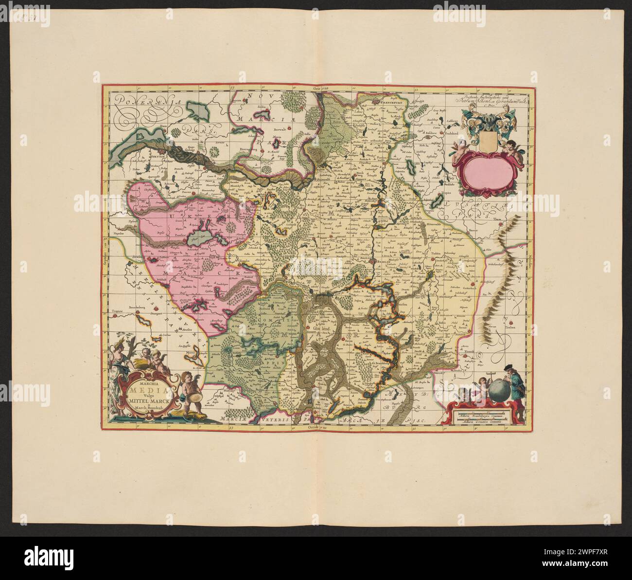 A 1711 map of Middle March, known as Mittel Marck, in Brandenburg ...