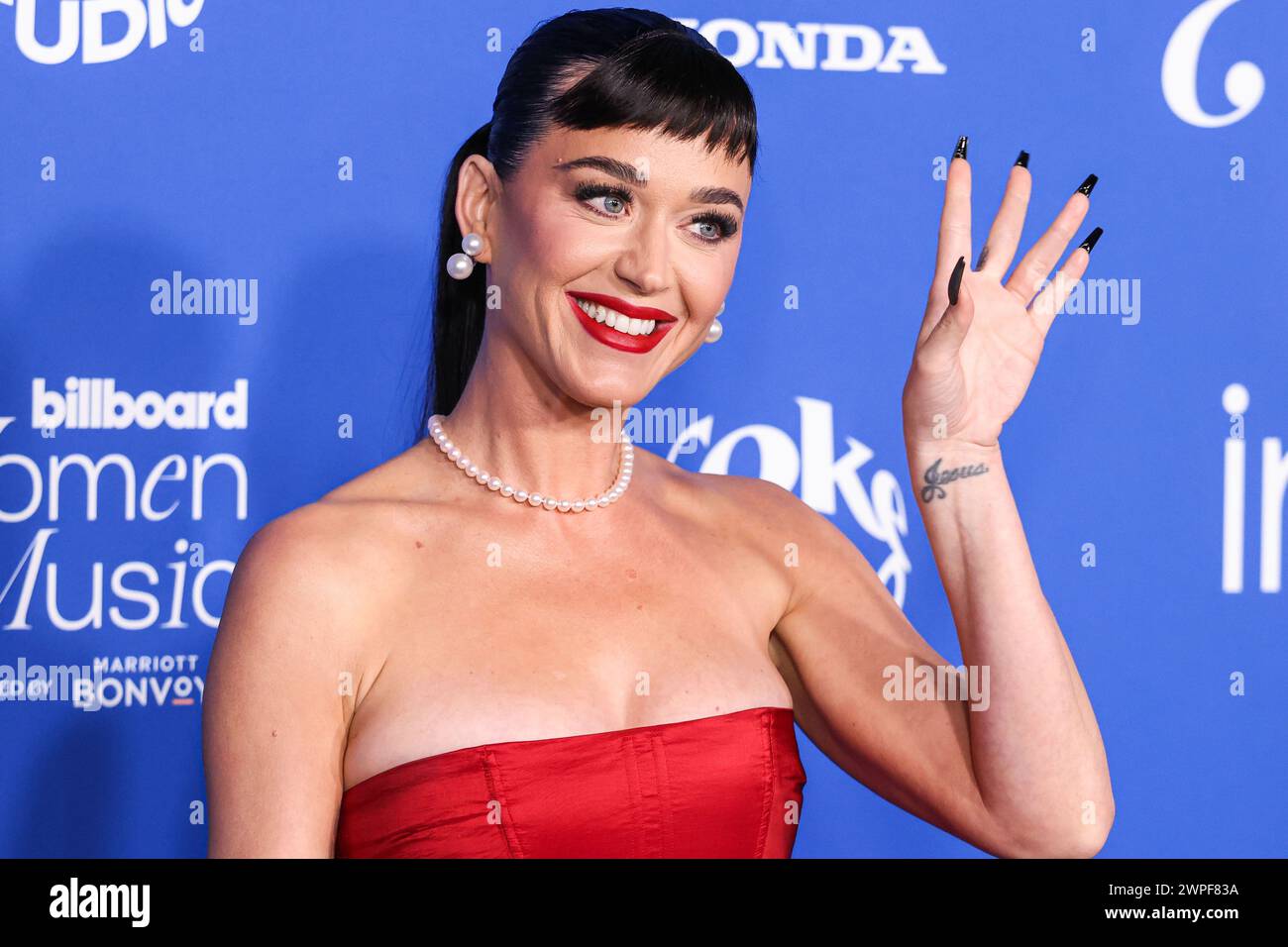 INGLEWOOD, LOS ANGELES, CALIFORNIA, USA - MARCH 06: Katy Perry arrives ...