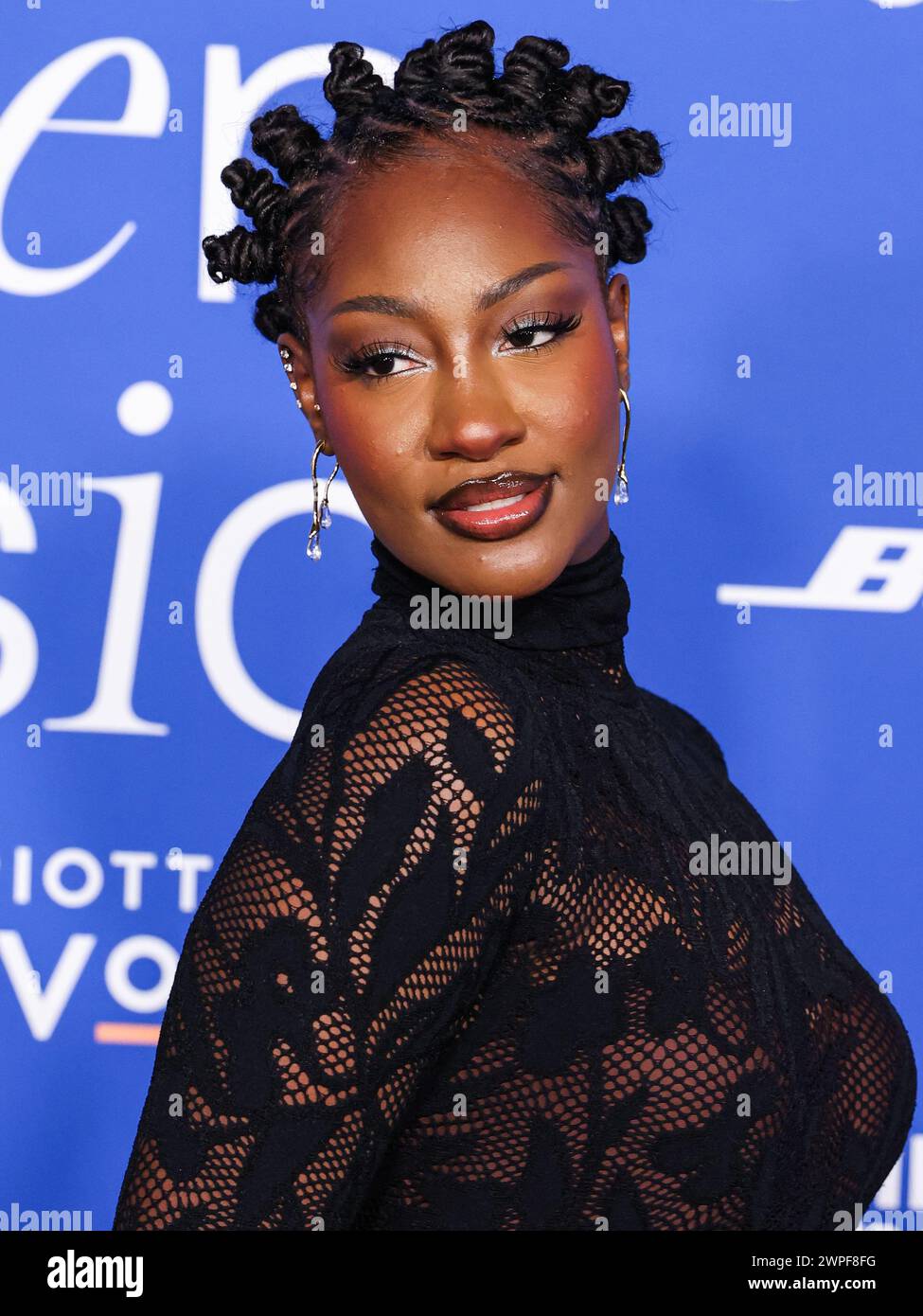 INGLEWOOD, LOS ANGELES, CALIFORNIA, USA - MARCH 06: Tems arrives at the ...