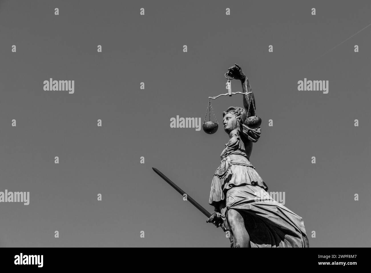 Statue of Lady Justice in front of the Romer in Frankfurt - Germany ...