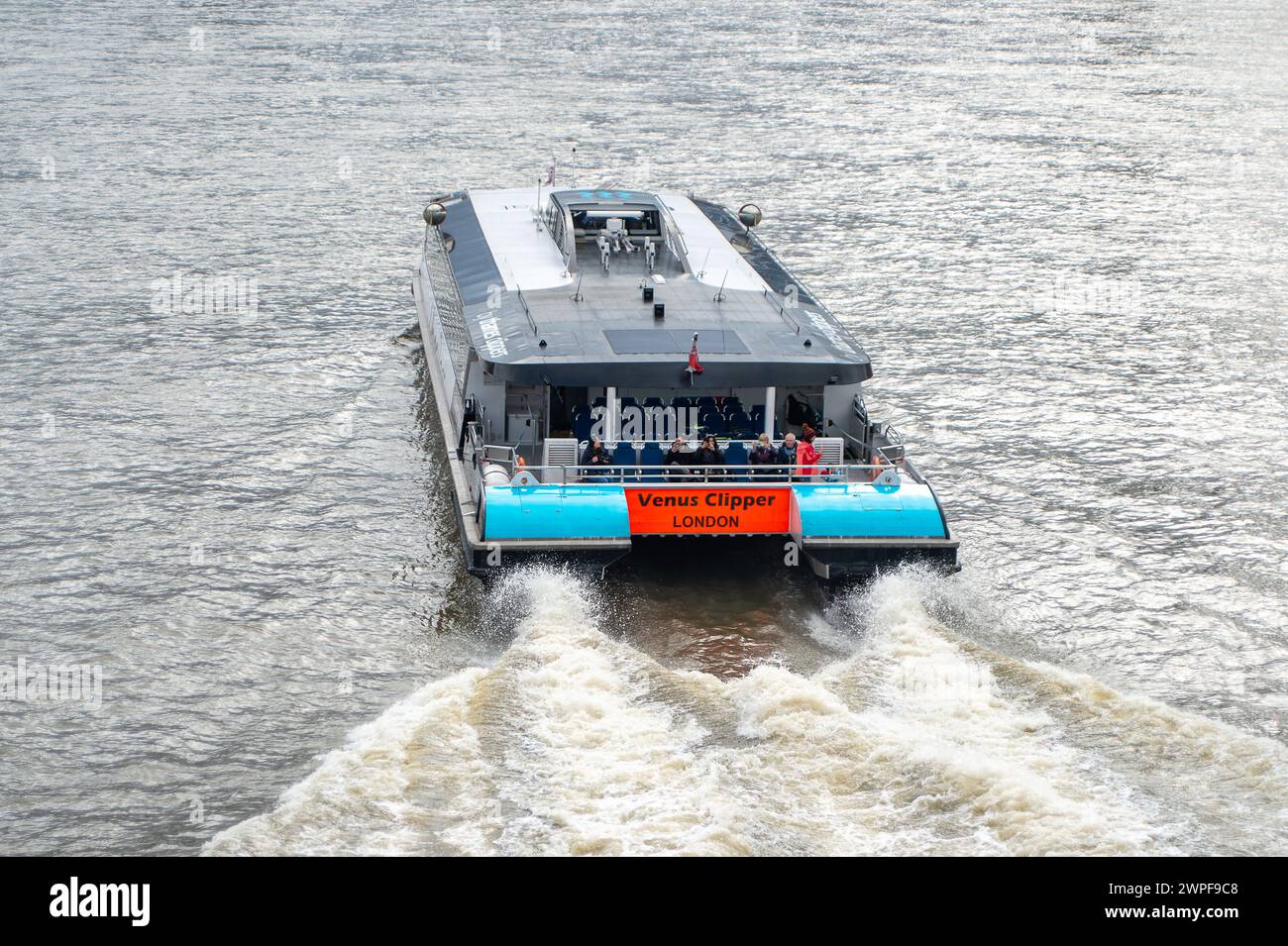 London, UK. 5th March, 2024. A Venus Clipper on the River Thames. It ...