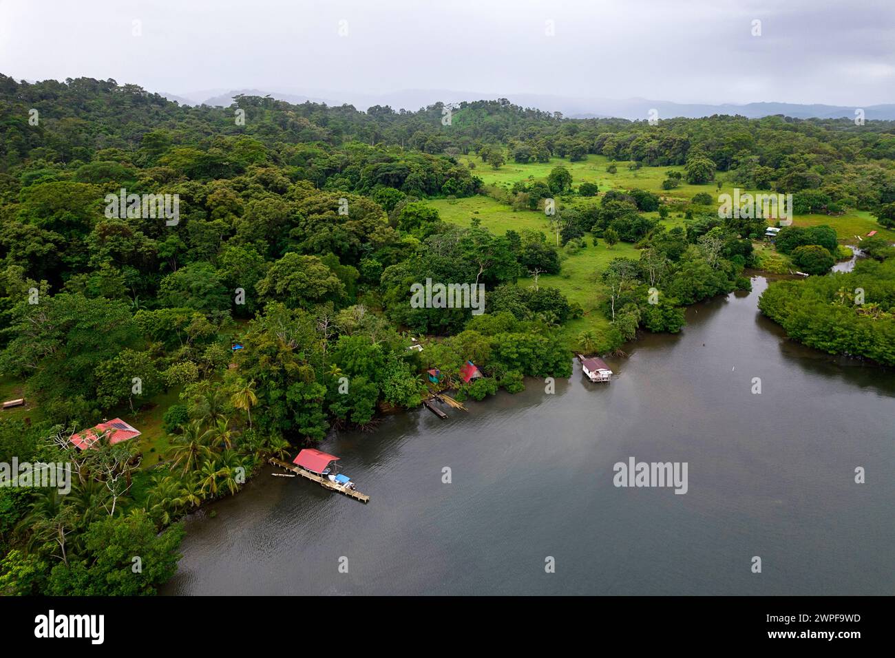 Spectacular morning aerial view of San Cristobal island in bocas del ...