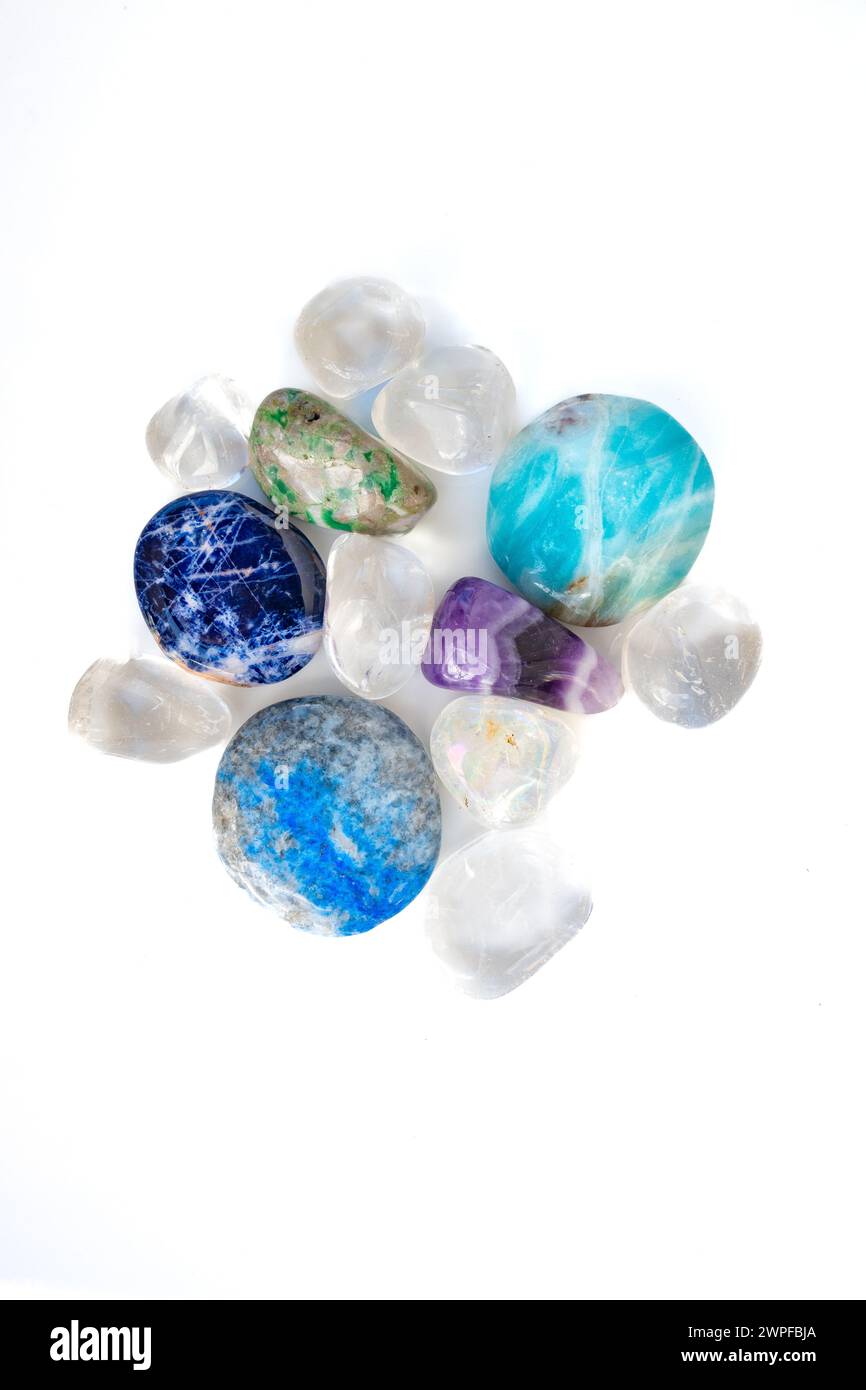 Various stones with white background Stock Photo - Alamy