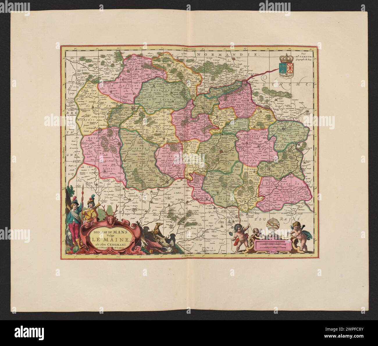Map illustrating the Diocese of Le Mans, historically the region of the ...