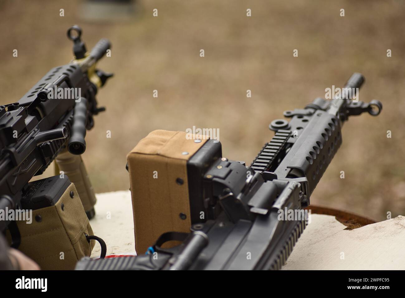 airsoft replica weapon, machine gun on a natural background Stock Photo ...