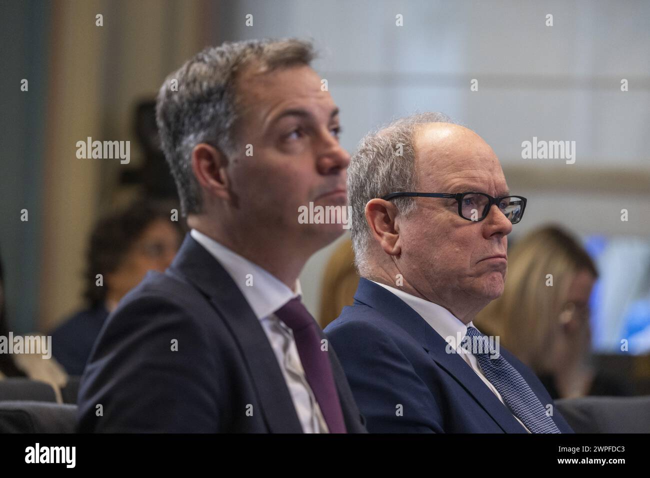 Brussels, Belgium. 07th Mar, 2024. Prime Minister Alexander De Croo and ...