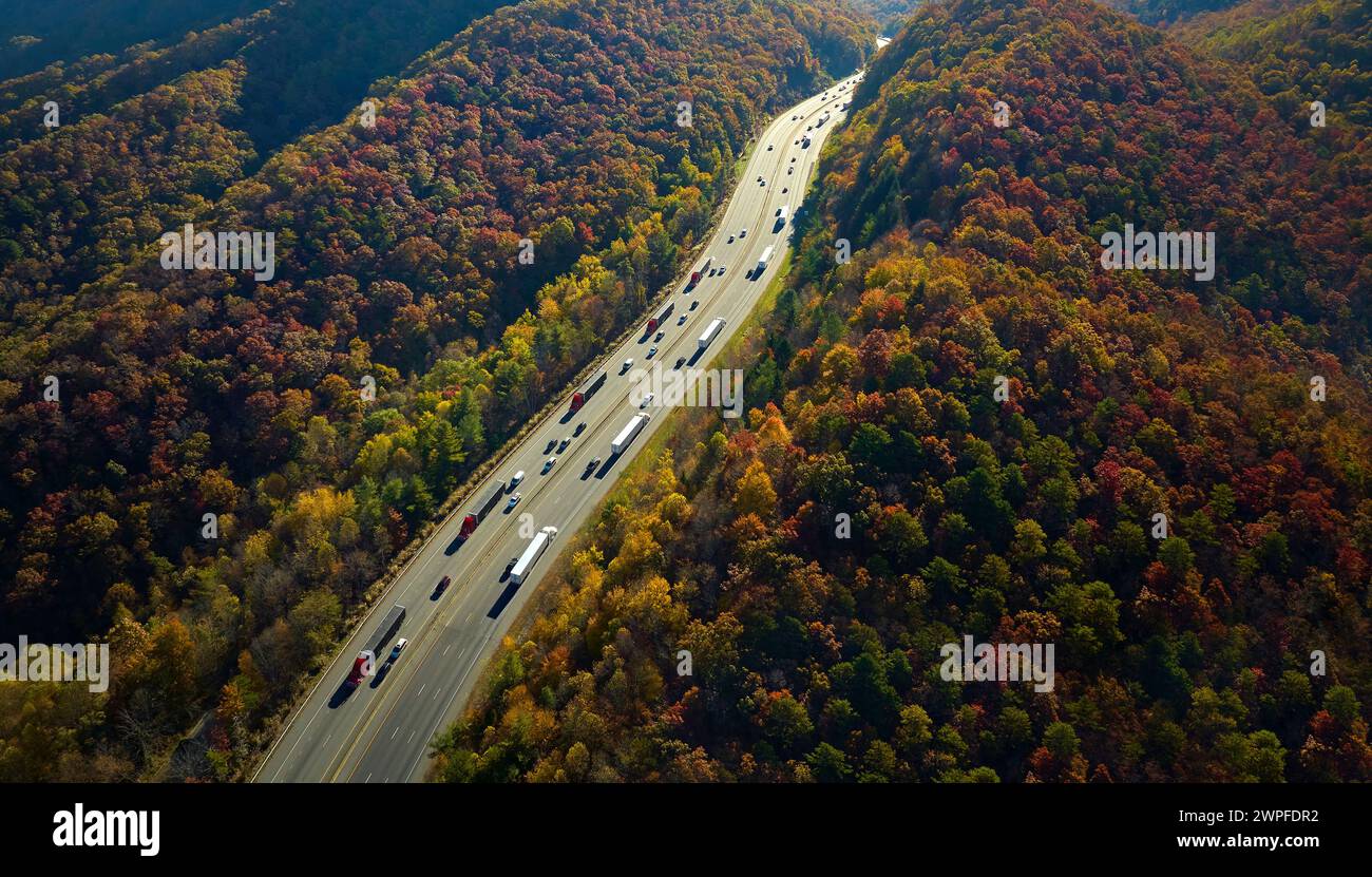 I-40 freeway in North Carolina leading to Asheville through Appalachian ...