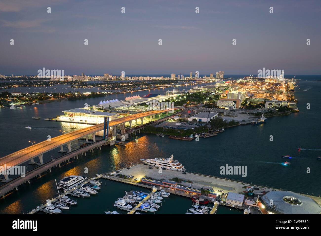 Miami marina bay with luxury sailboats. Expensive yachts and motorboats ...