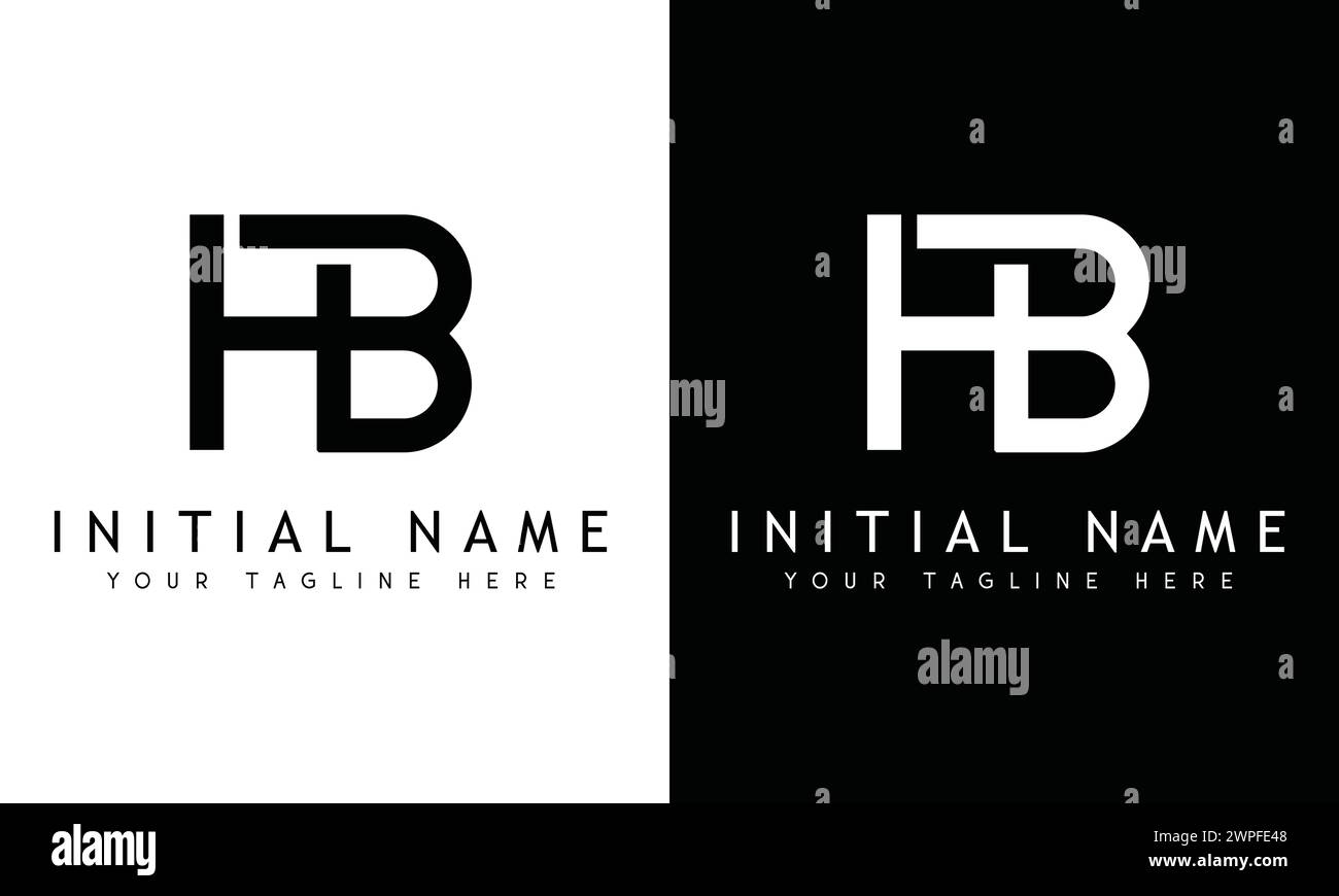 Initial HB or BH Monogram Text Letter Logo Design Stock Vector Image ...