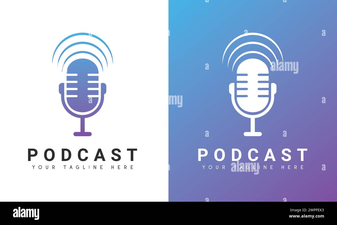 Podcast Logo Design Live Broadcast Logotype Mike Speaker Vector Stock ...