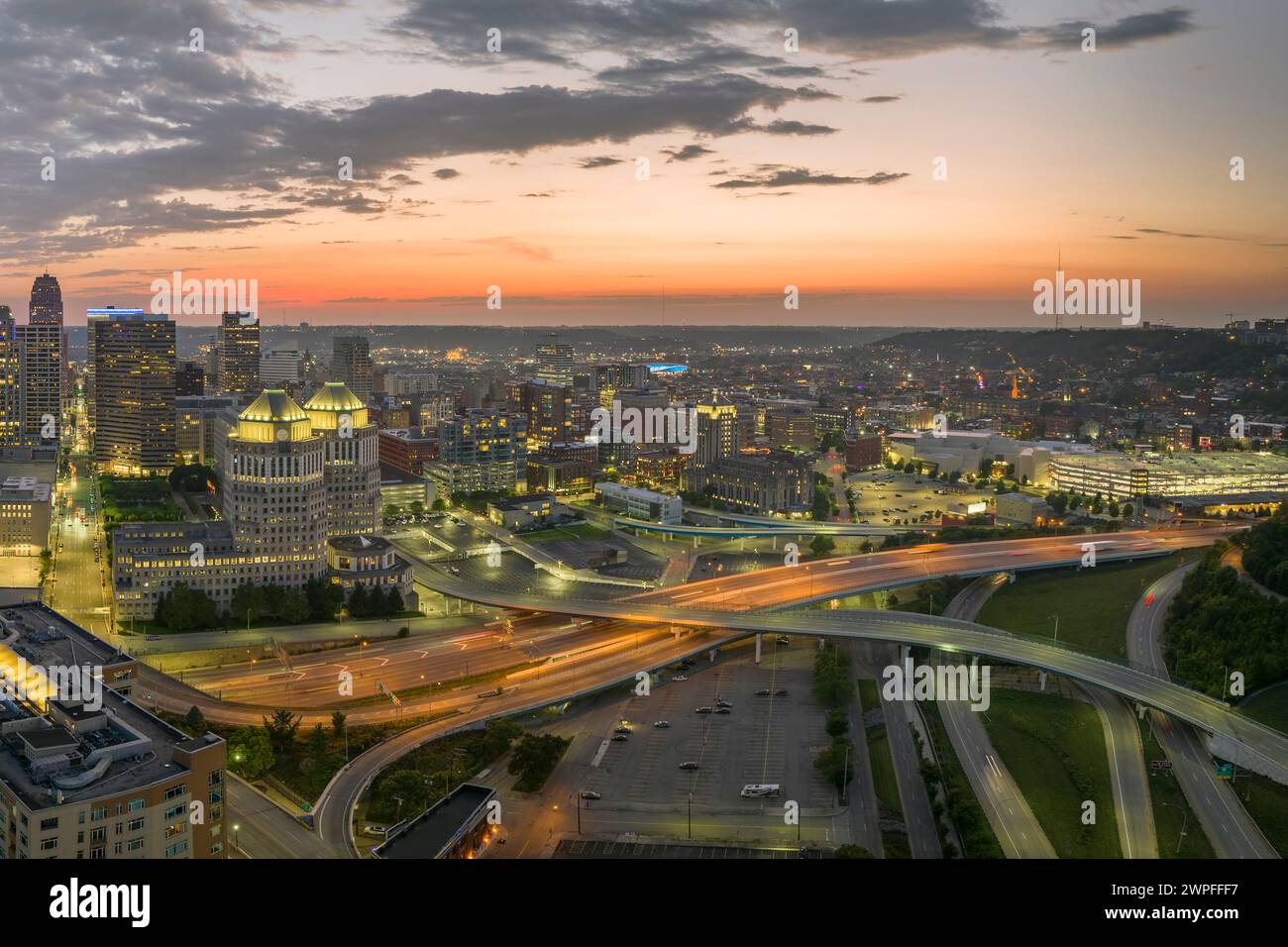 USA transportation infrastructure concept. View from above of American ...
