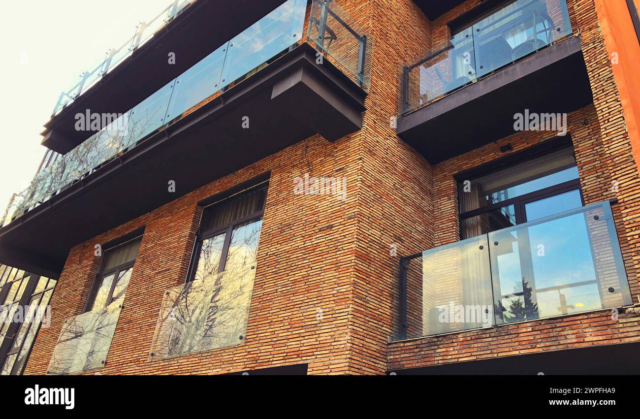 Architecture and real estate, residential apartment building with large ...