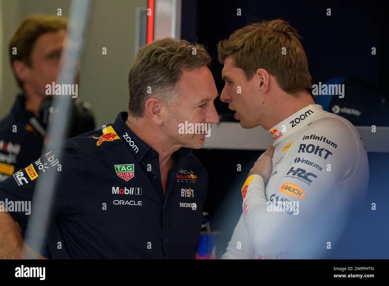 Jeddah, Saudi Arabia. 7th March 2024. Christian Horner and Max Verstappen of Oracle Red Bull ...