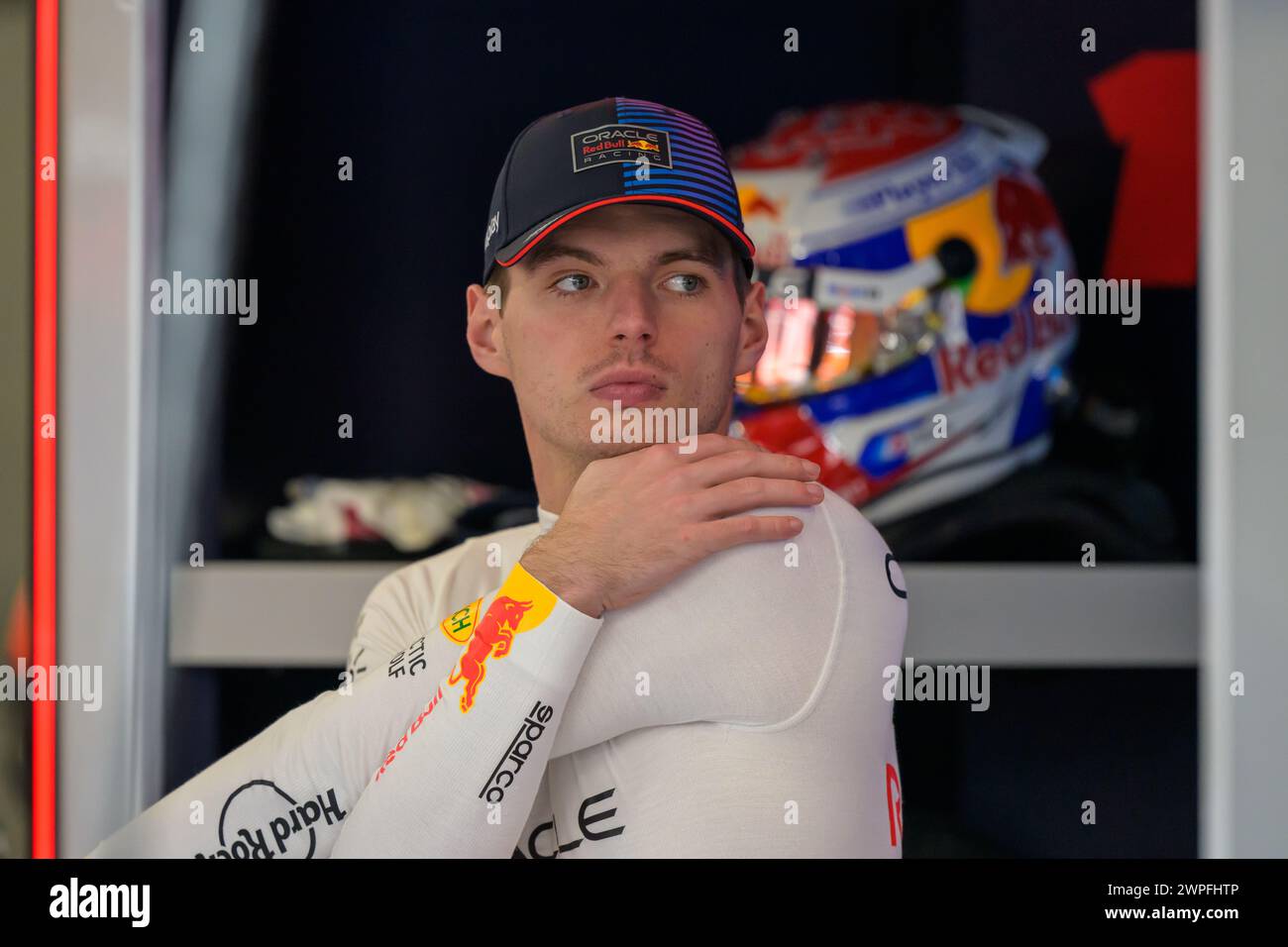 Jeddah, Saudi Arabia. 7th March 2024. Max Verstappen of Oracle Red Bull Racing During FP1. AHMAD ...