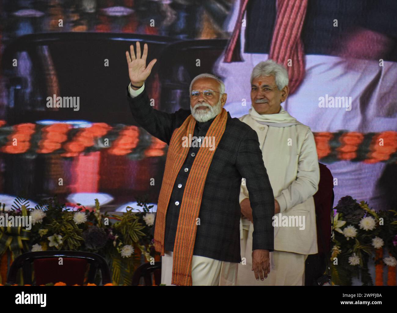 Srinagar, India. 07th Mar, 2024. Indian Prime Minister, Narendra Modi ...