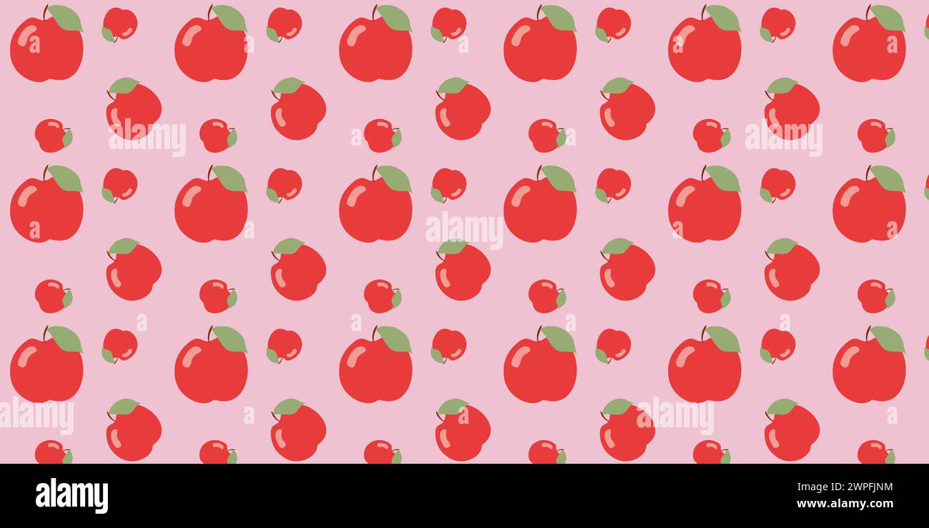 Flat Vector Apple Seamless pattern. Color Fruit background Cartoon ...