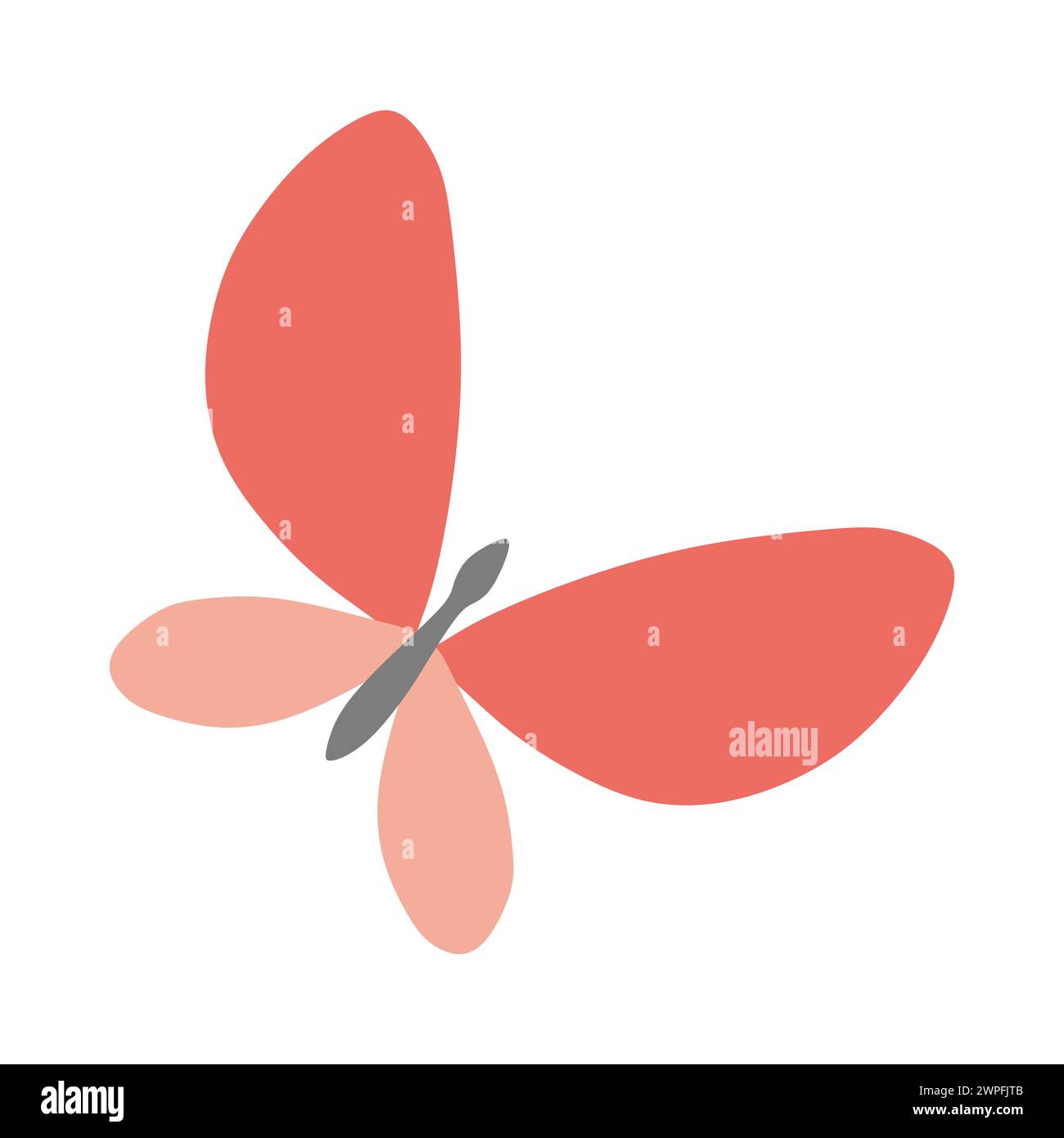 Butterfly flat vector isolated on white background. Hand drawn sketch ...