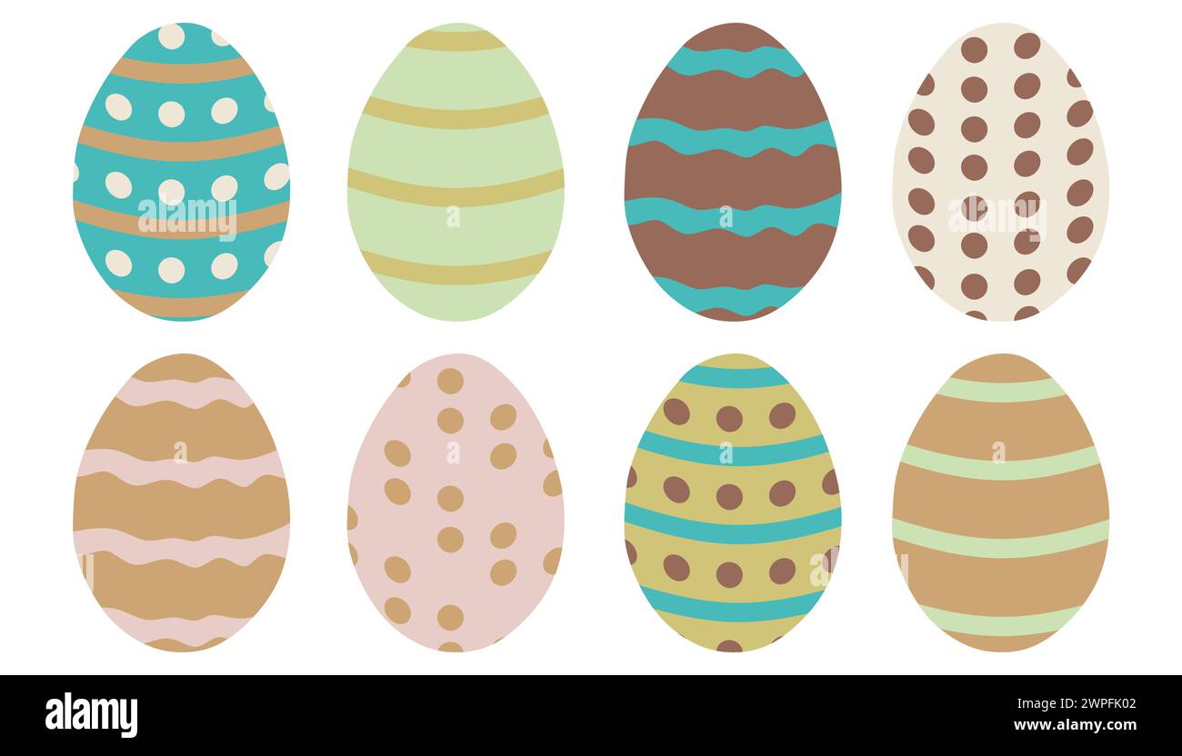 Easter Eggs Set. Vector Flat style Collection Isolated on white ...