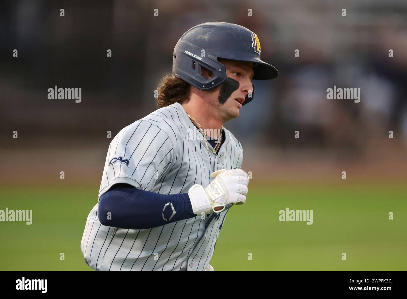 North Carolina A&T catcher Canyon Brown (9) runs to first during an ...