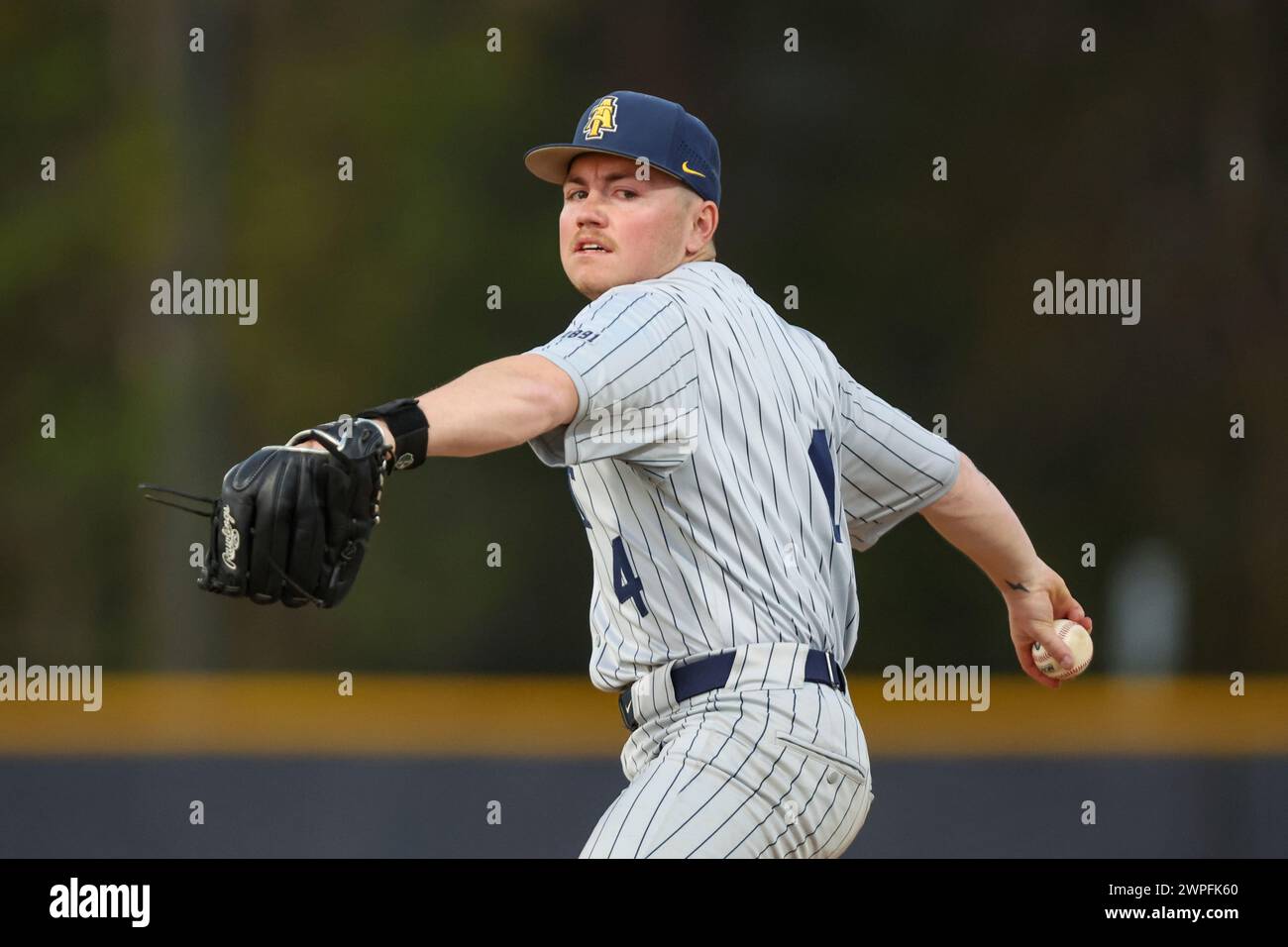 North Carolina A&T pitcher Avery Cain (4) in action during an NCAA ...