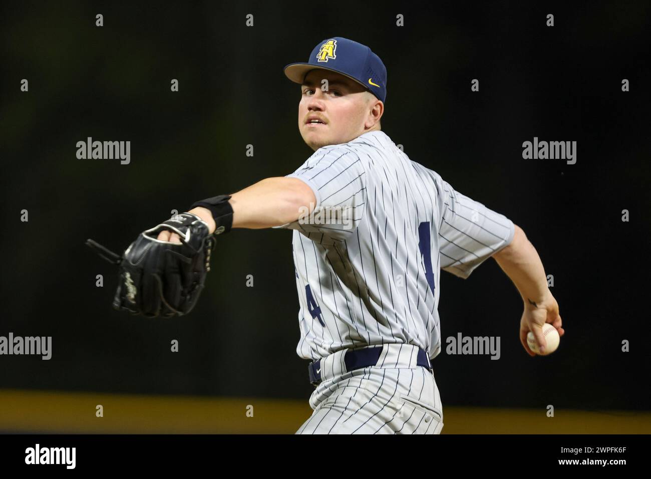 North Carolina A&T pitcher Avery Cain (4) in action during an NCAA ...